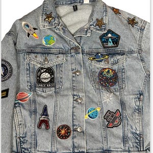Patched Jean Jacket "space" Theme - Etsy