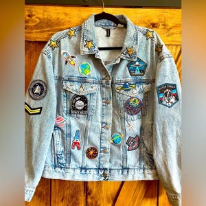 Patched Jean Jacket "space" Theme - Etsy