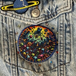 Patched Jean Jacket "space" Theme - Etsy