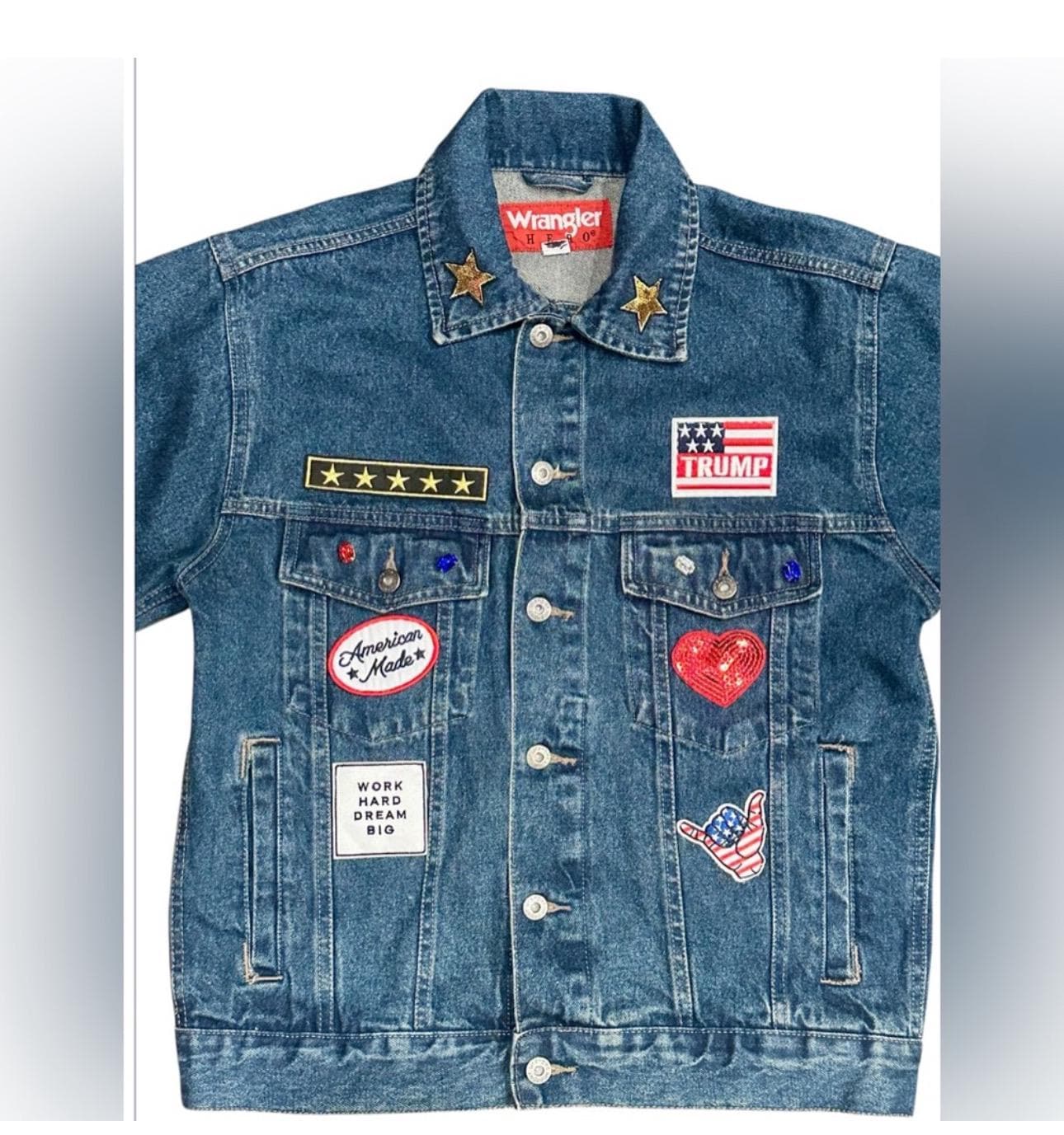MAGA Jacket. MAGA Themed Jean Jacket. All Patches and Embellishments ...