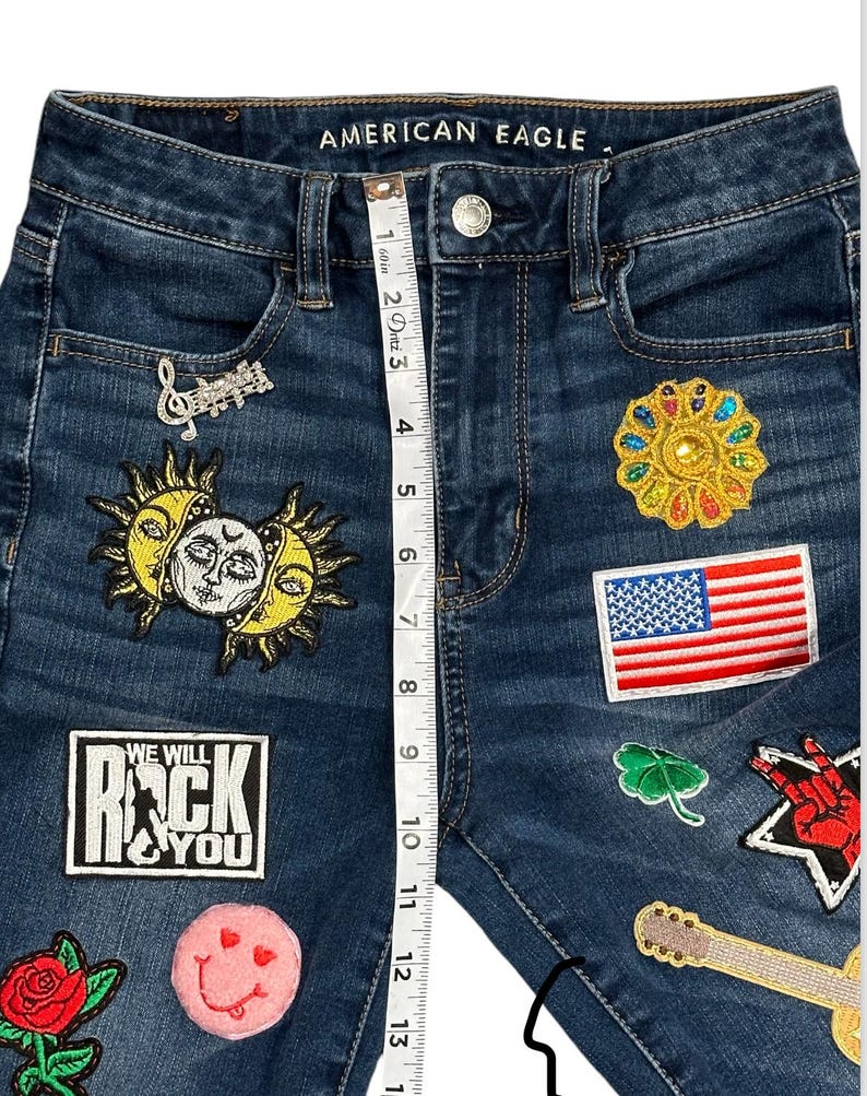 Patched Jean Jacket rock and Roll Theme - Etsy