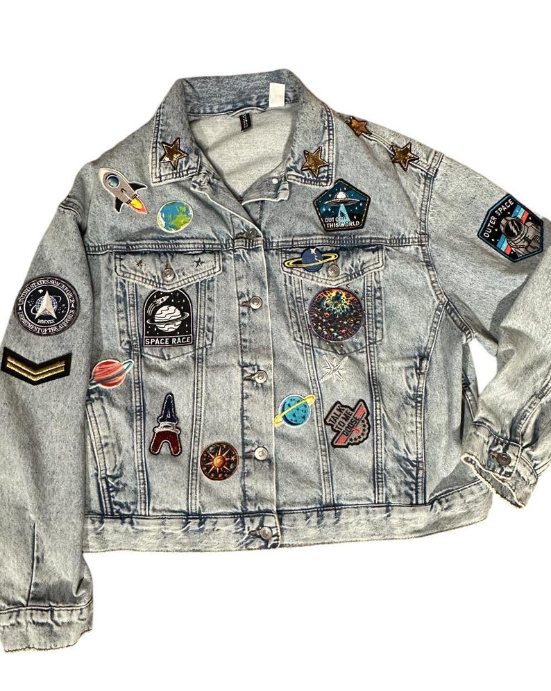 Patched Jean Jacket "space" Theme - Etsy