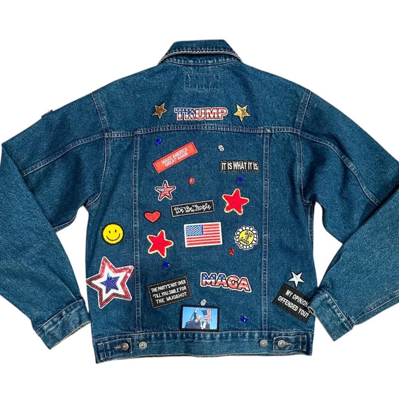 MAGA Jacket. MAGA Themed Jean Jacket. All Patches and Embellishments ...