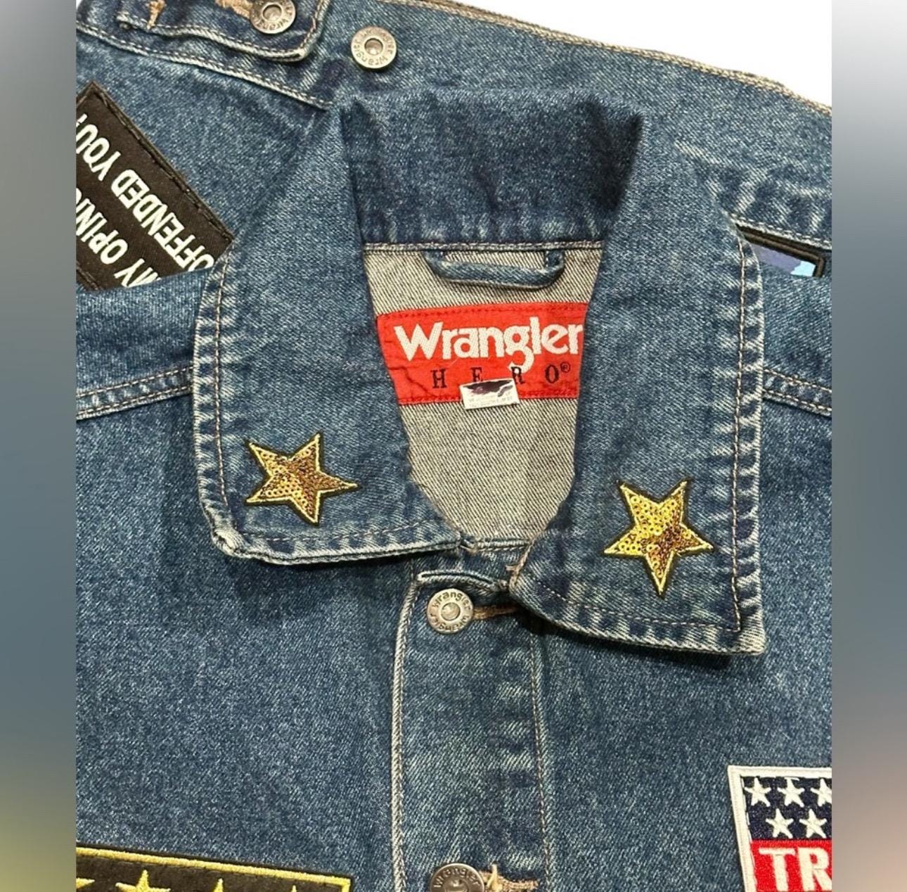 MAGA Jacket. MAGA Themed Jean Jacket. All Patches and Embellishments ...