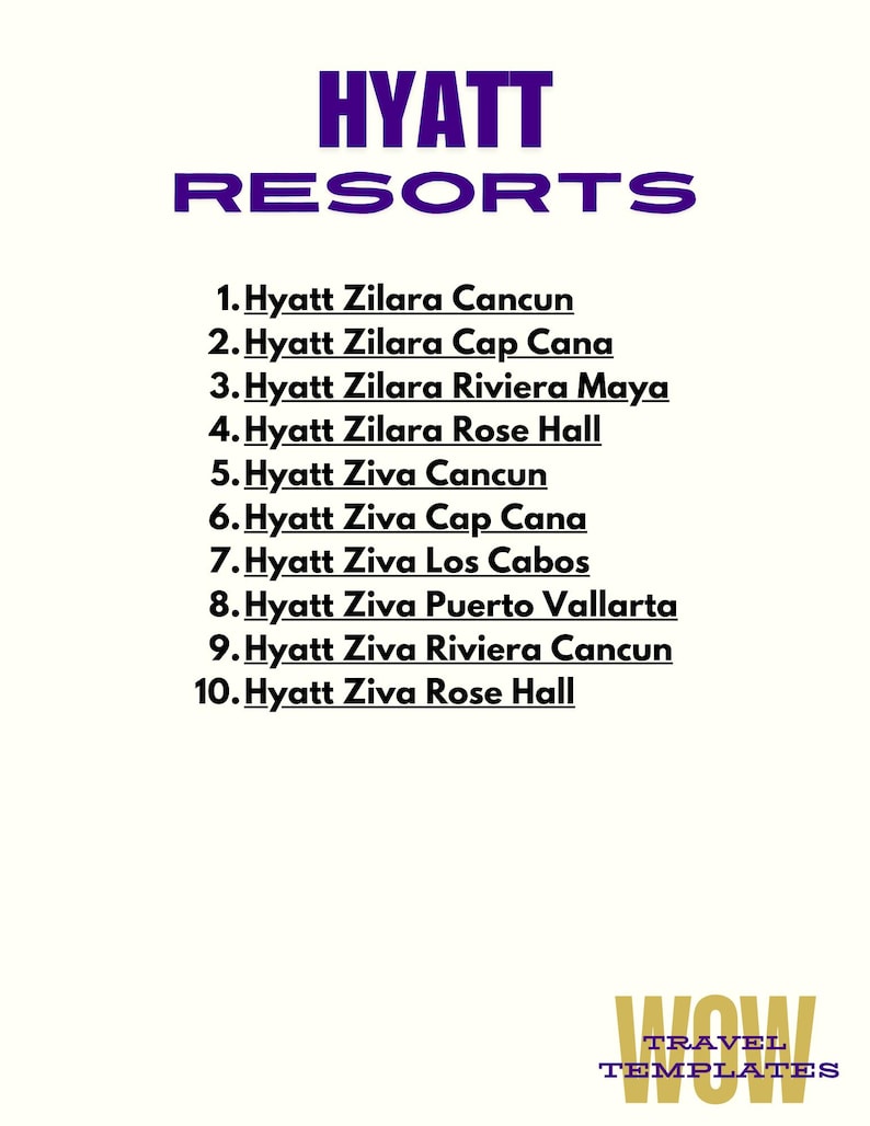 SPECIAL PRICE: TERN Templates for Travel Agents | Hyatt Ziva&zilara ...