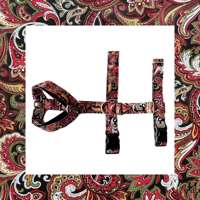 Triple Dog Harness Red Pasley for Greyhound. Handmade With Cotton ...