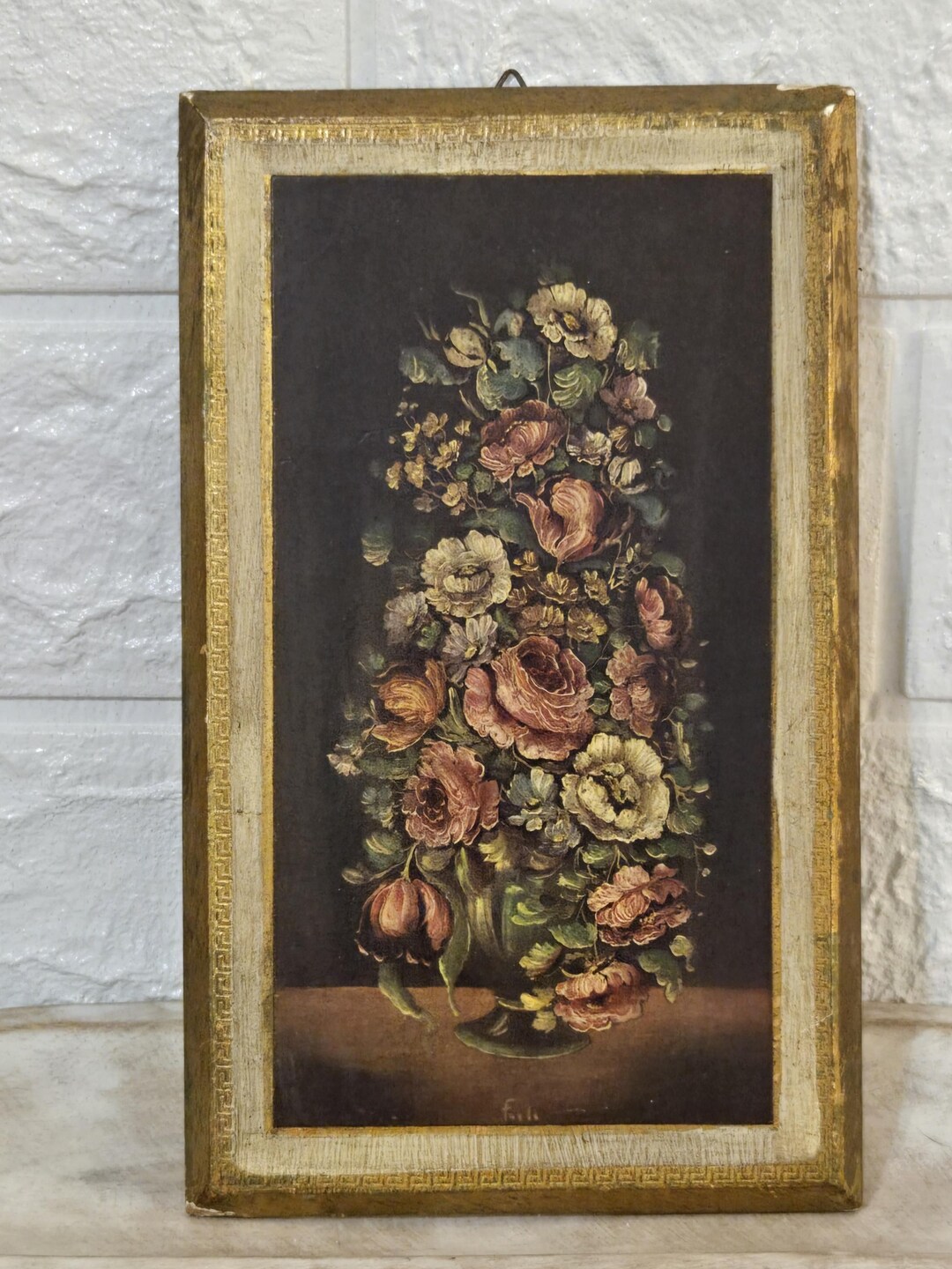 Vintage Florentine Wooden Plaque With Flemish Flower School Design ...