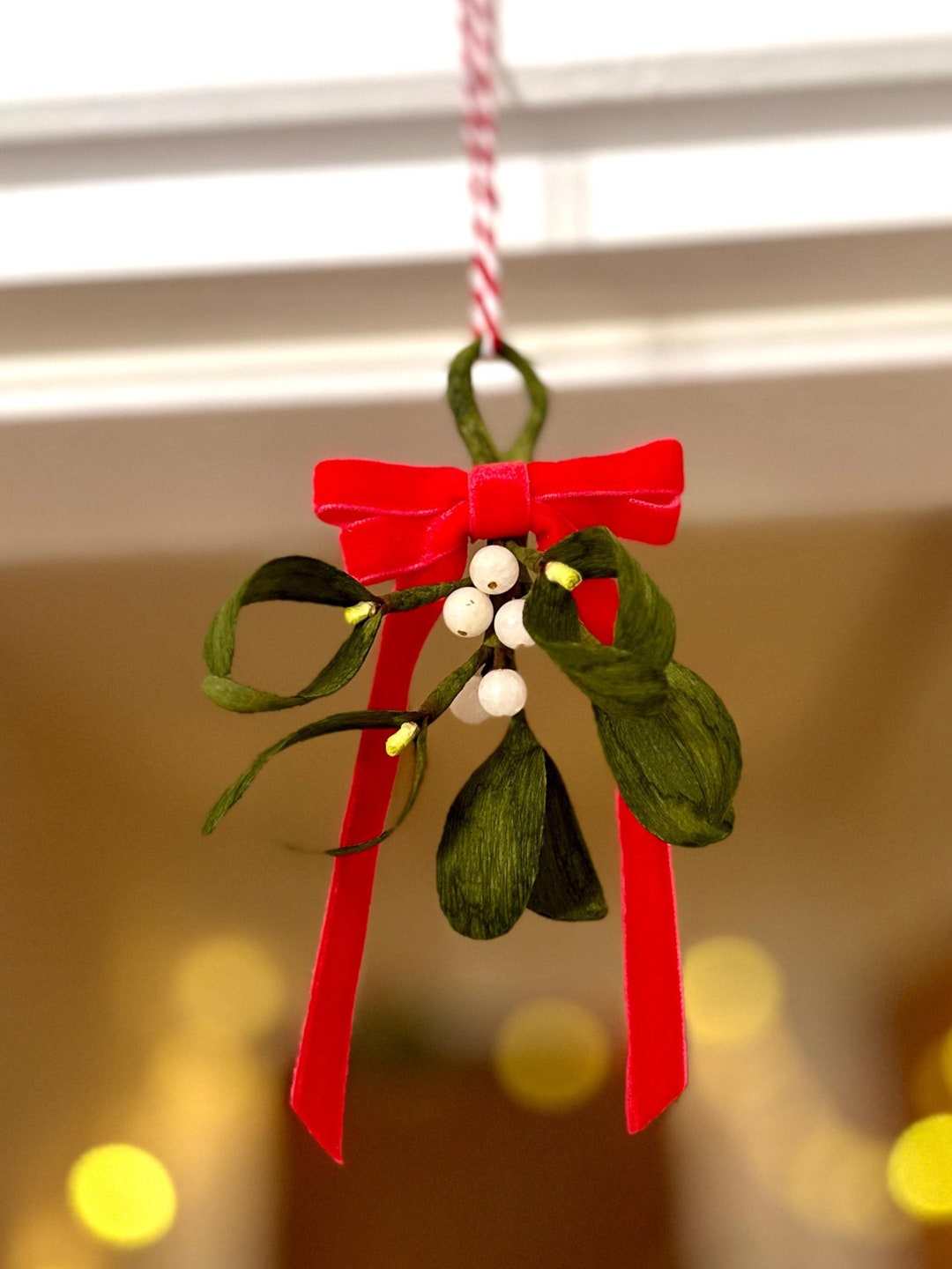 Crepe Paper Mistletoe Decoration, Handmade Christmas Ornament ...
