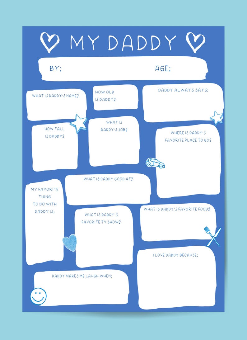 My Daddy Printable Worksheet | Father's Day Kids Activity | Instant ...