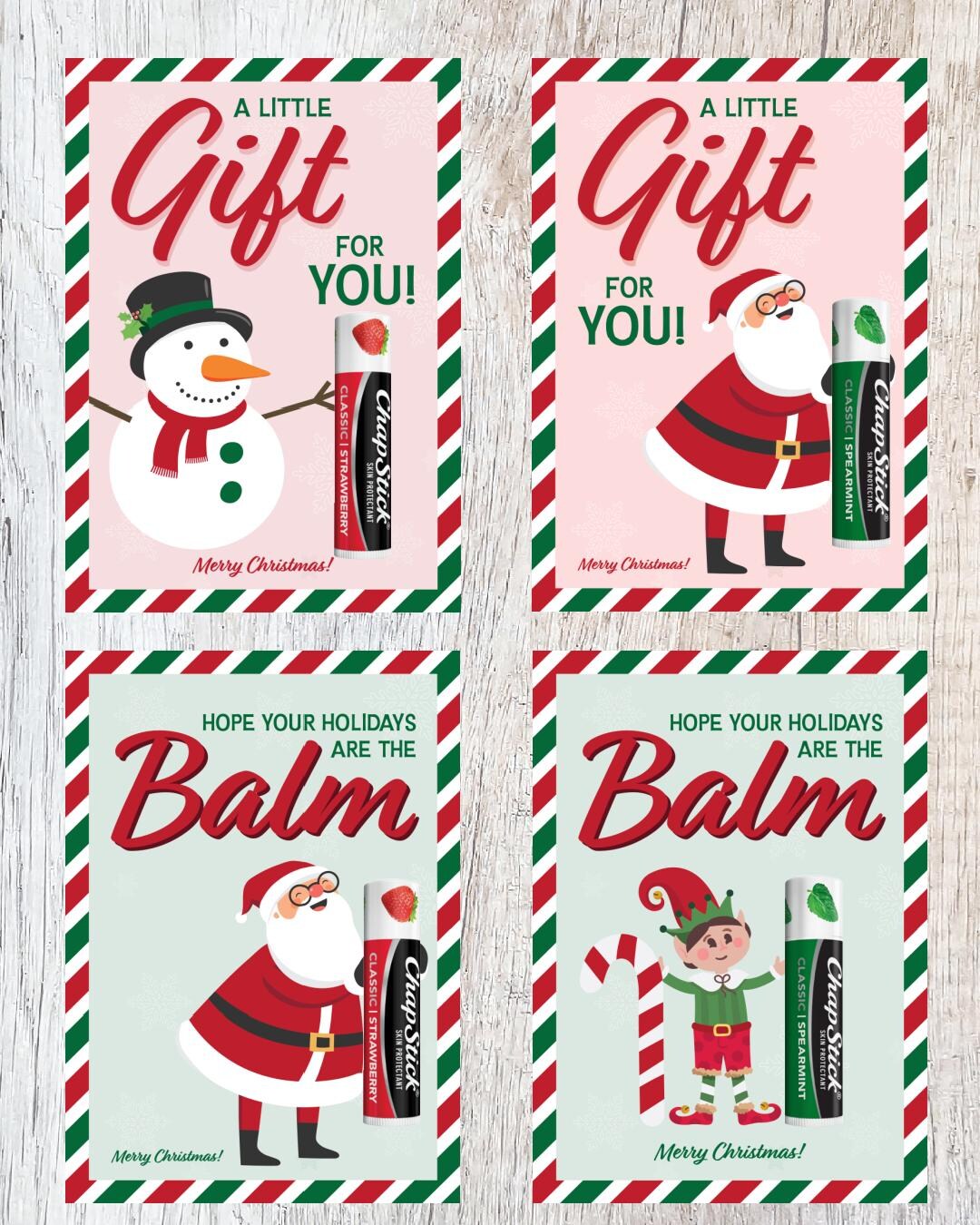 Printable Holiday Chapstick Holder Set - 4 Designs - “hope Your ...