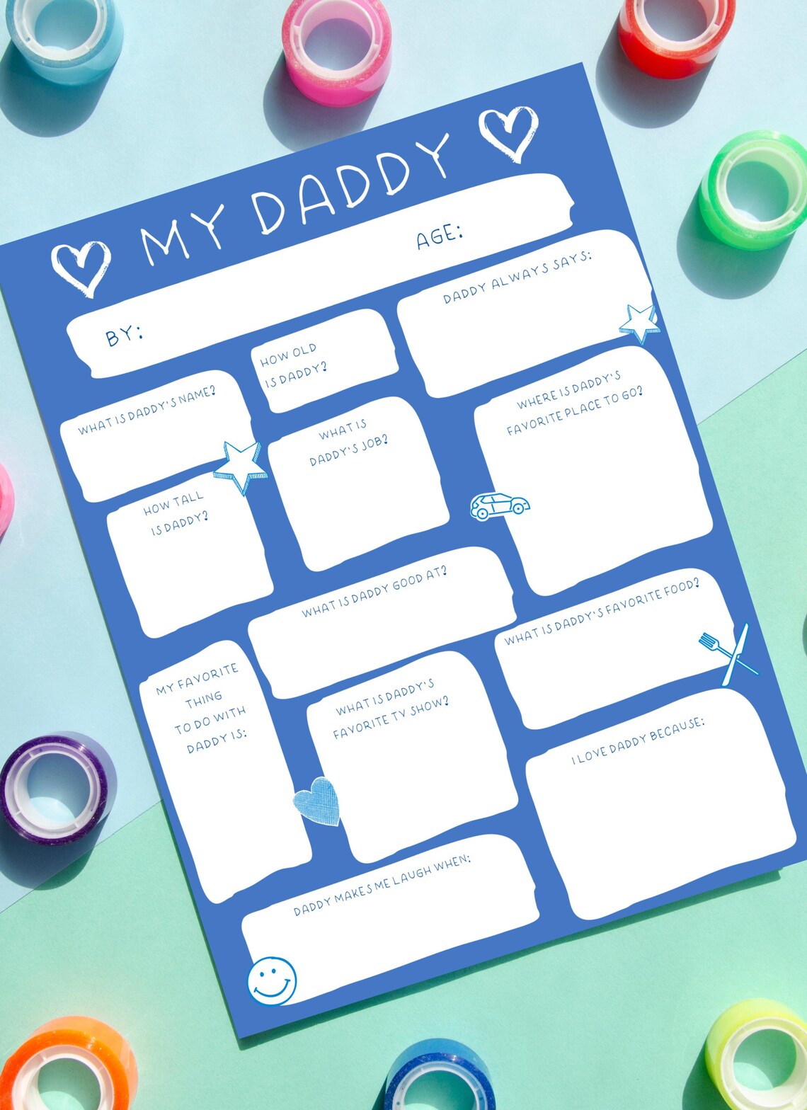 My Daddy Printable Worksheet | Father's Day Kids Activity | Instant ...