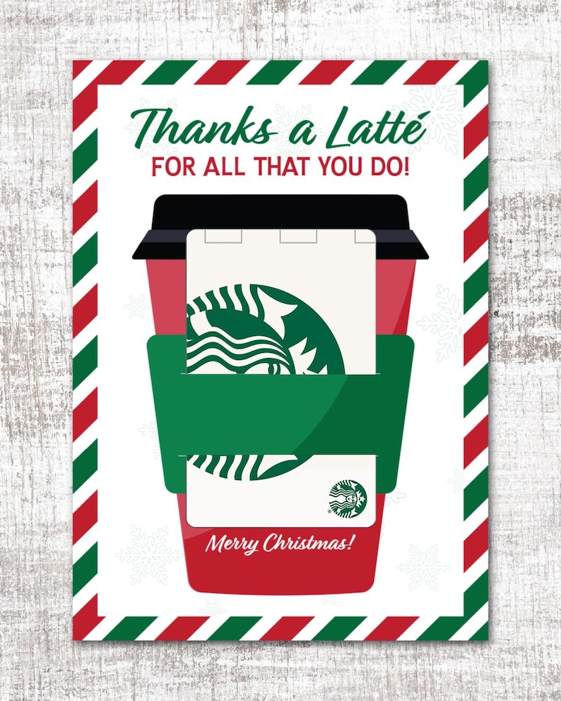 Printable Teacher Gift - "thanks a Latte for All That You Do" - Holiday ...