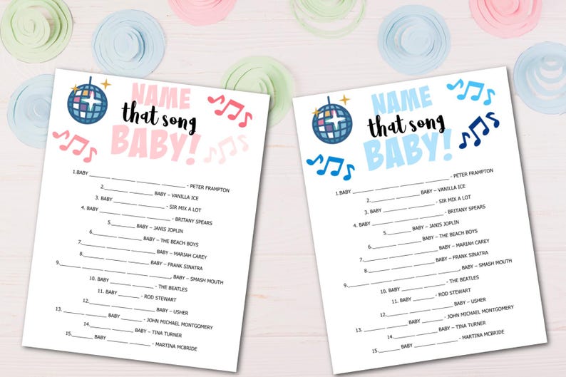 Name That Song Baby! - Printable Baby Shower Music Game - Fun Baby ...