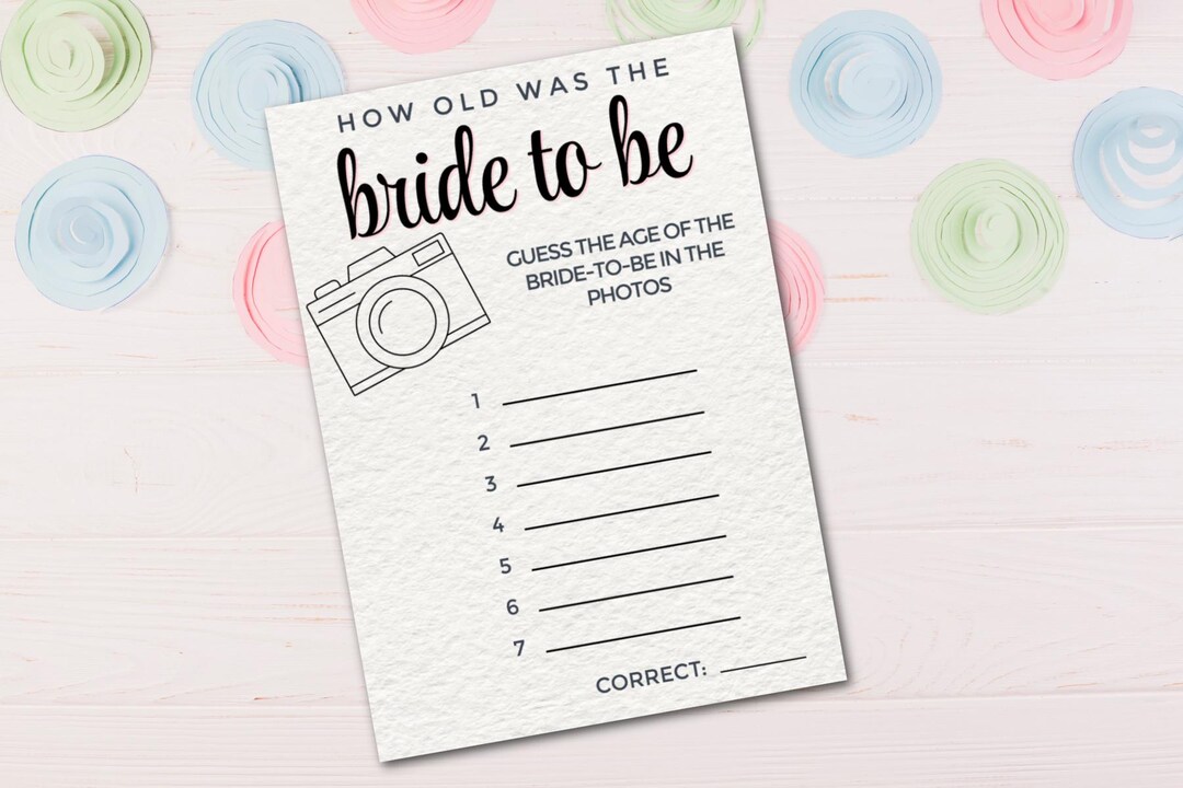How Old Was the Bride-to-be Game - Bridal Shower Photo Guessing Game ...