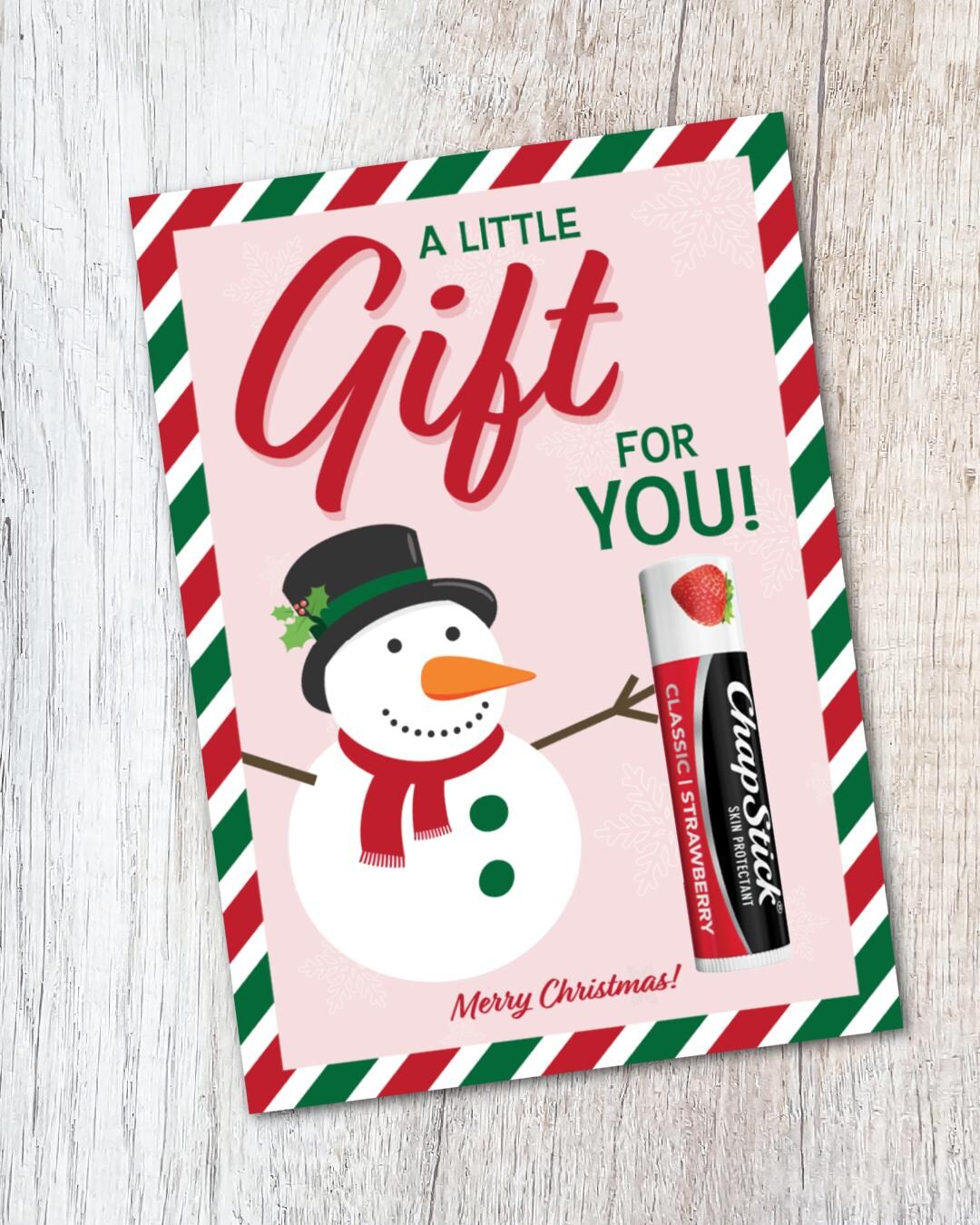 Printable Holiday Gift Card - “A Little Gift for You” - Snowman ...