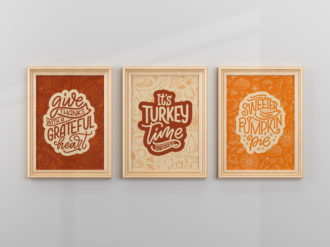 Thanksgiving Wall Art Set – 3 Piece Printable Decor 5x7 | Instant ...