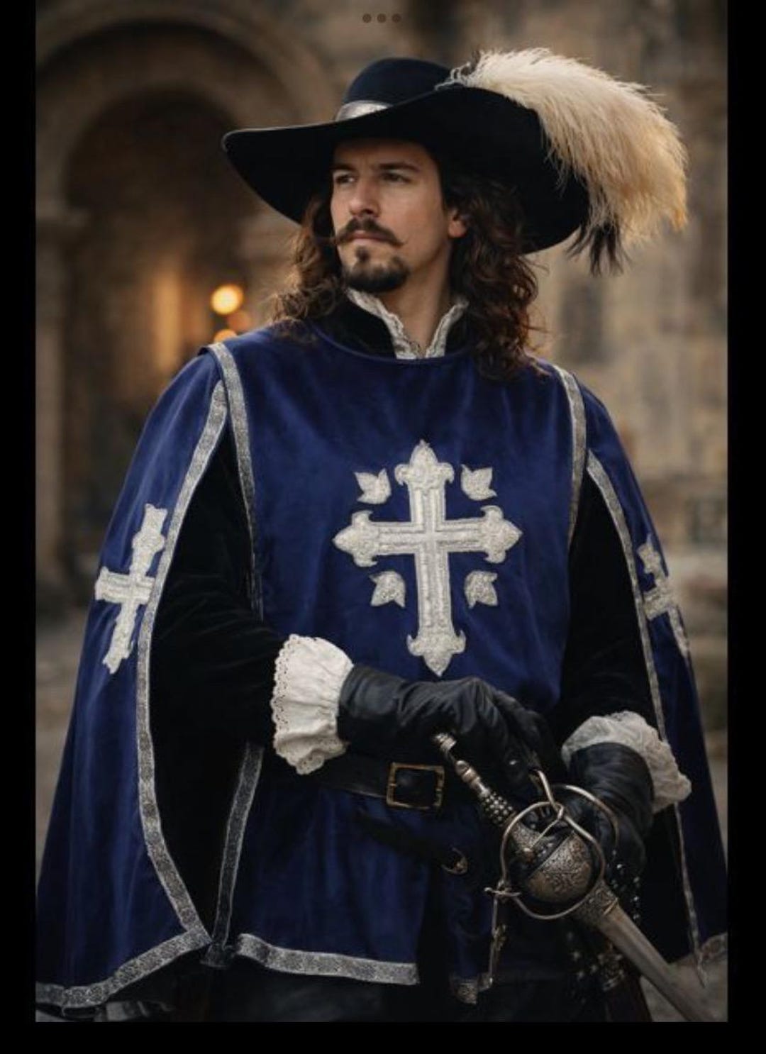 Three Musketeers Velvet Cape – 17th Century French Guard Costume ...