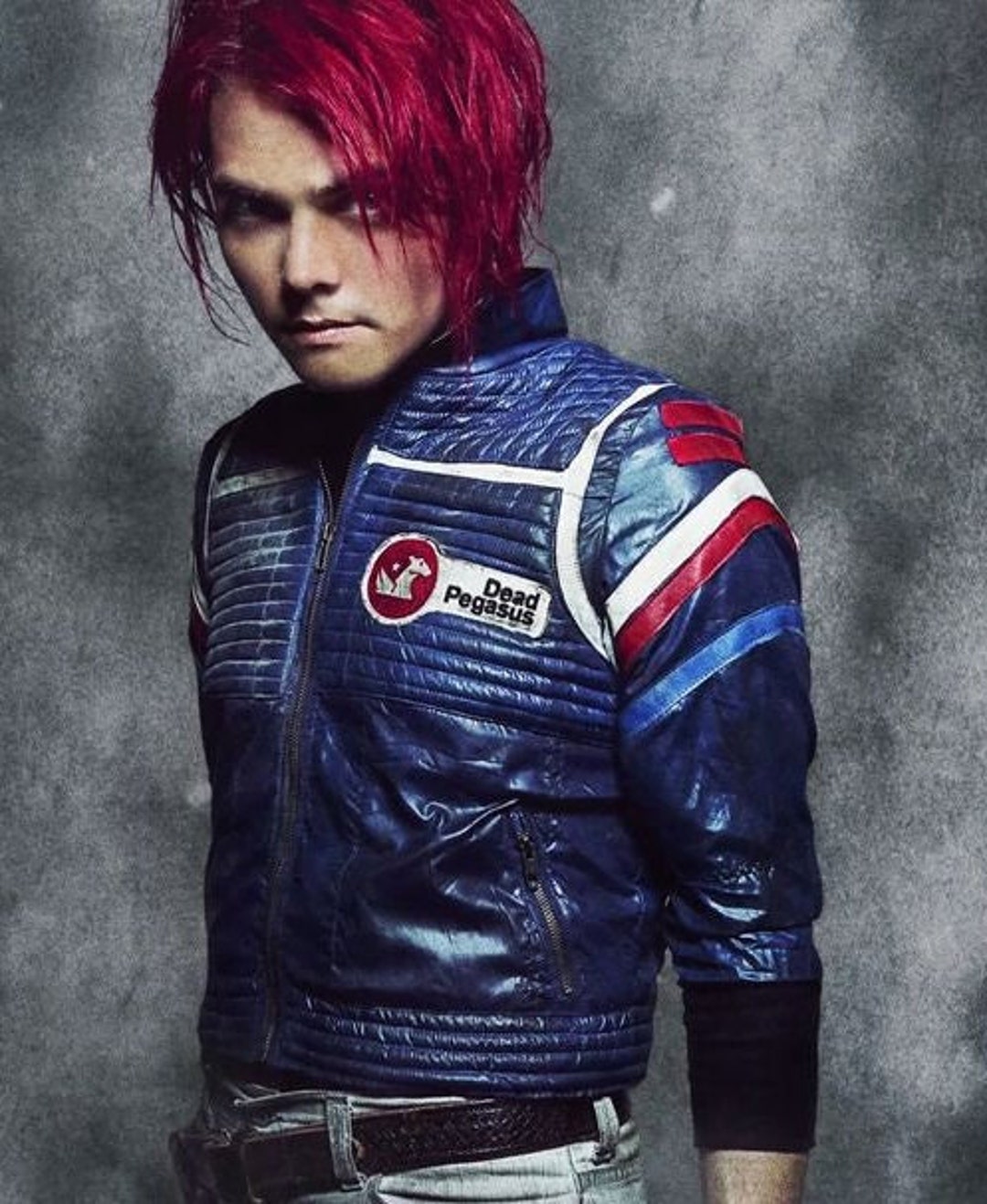 Blue Leather Moto Jacket Party Poison MCR Fan Design - Etsy