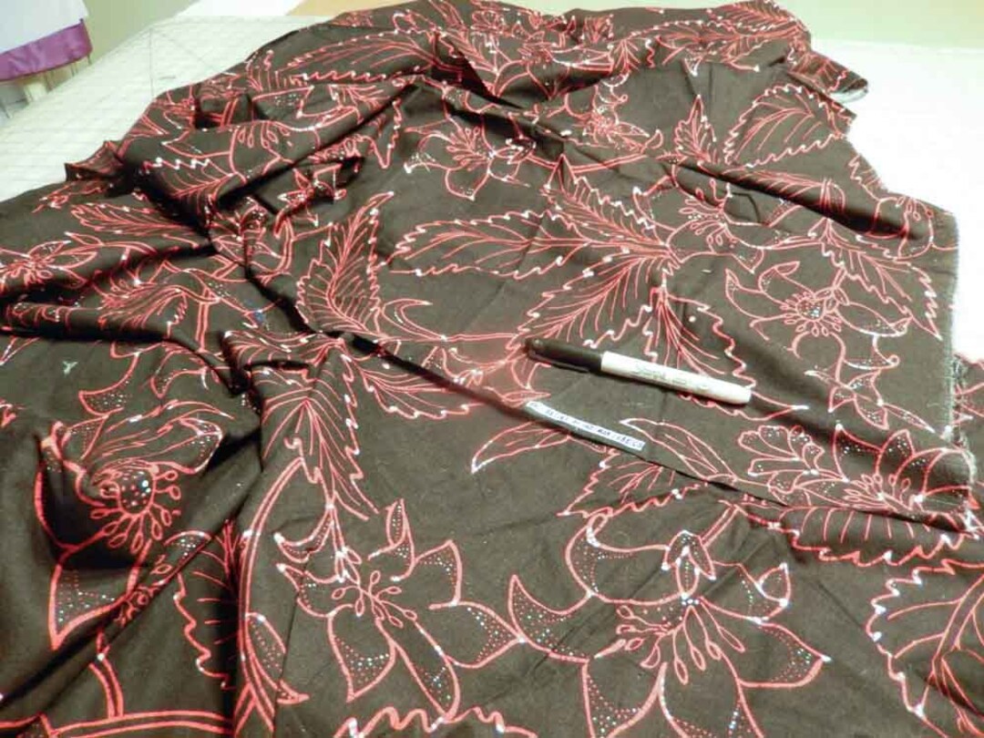 Black and Red Batik Print Fabric - Etsy
