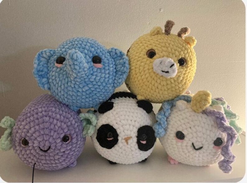 Loaf Animal Crochet Pattern Bundle: Panda, Axolotl, Unicorn, Elephant ...