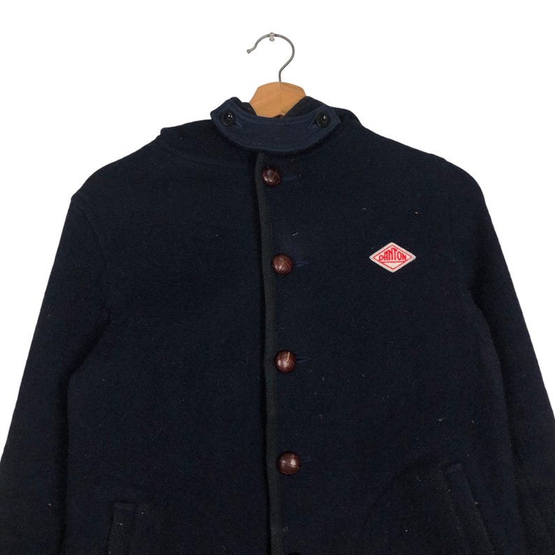 Vintage Wool Button Jacket Danton Rare Design With Hoodie Hard to Find ...