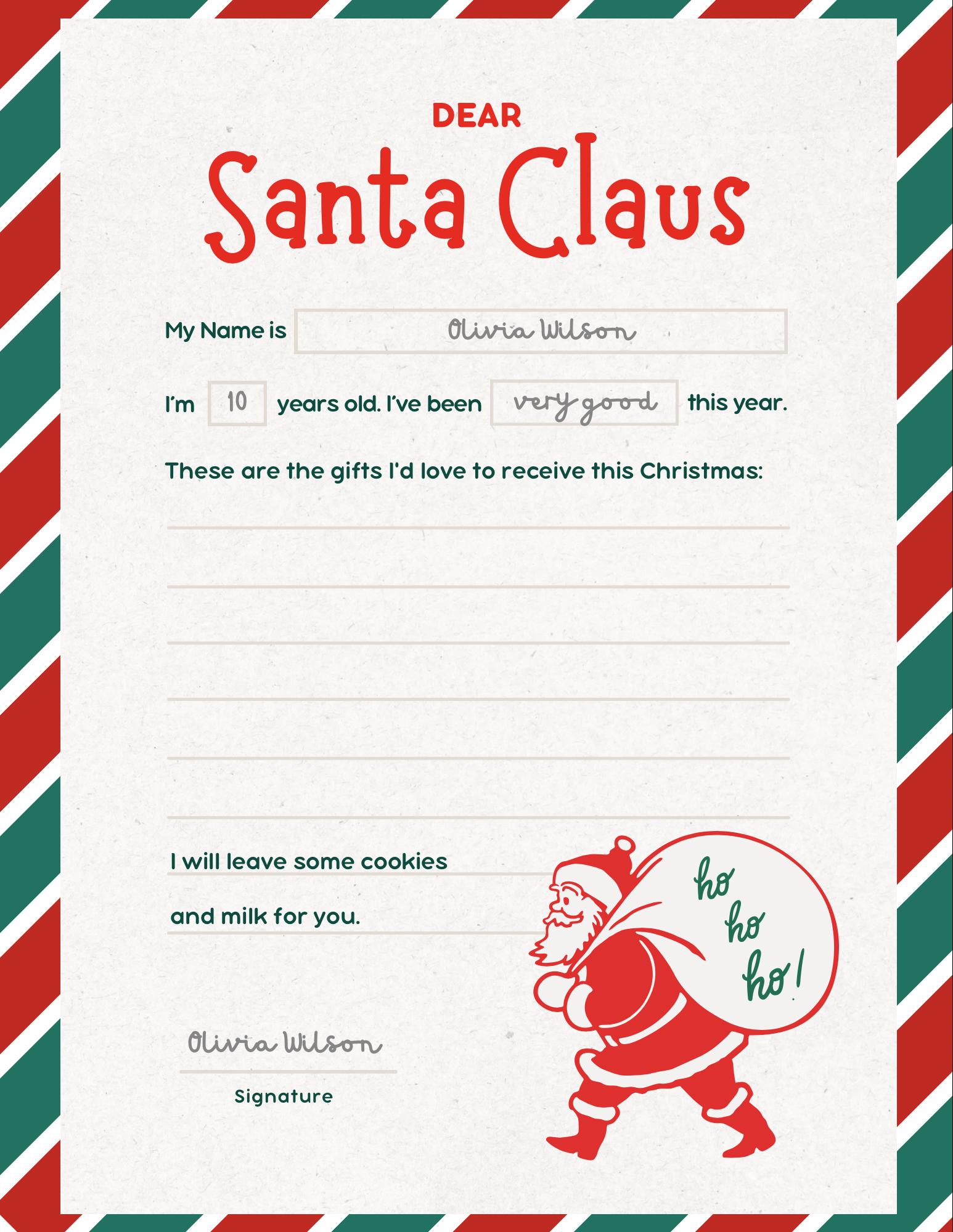 Dear Santa, Letter - Etsy