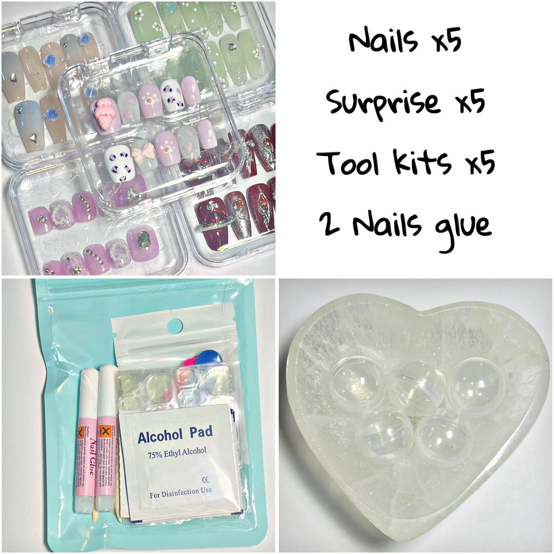 5/10 Mystery Nails Sets Surprise Sets Box Press on Nails Random Nails M ...