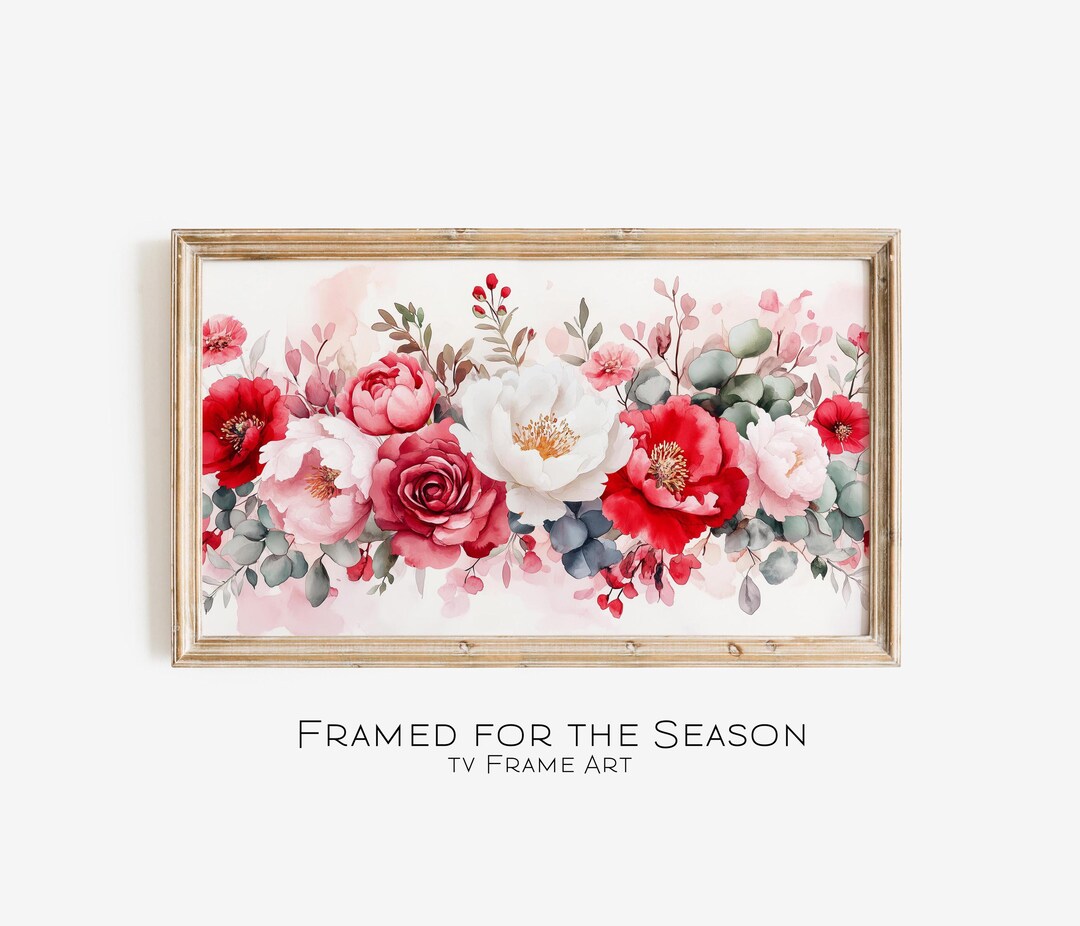 Frame TV Valentine's Day TV Art, Valentines Watercolor Florals TV Art ...