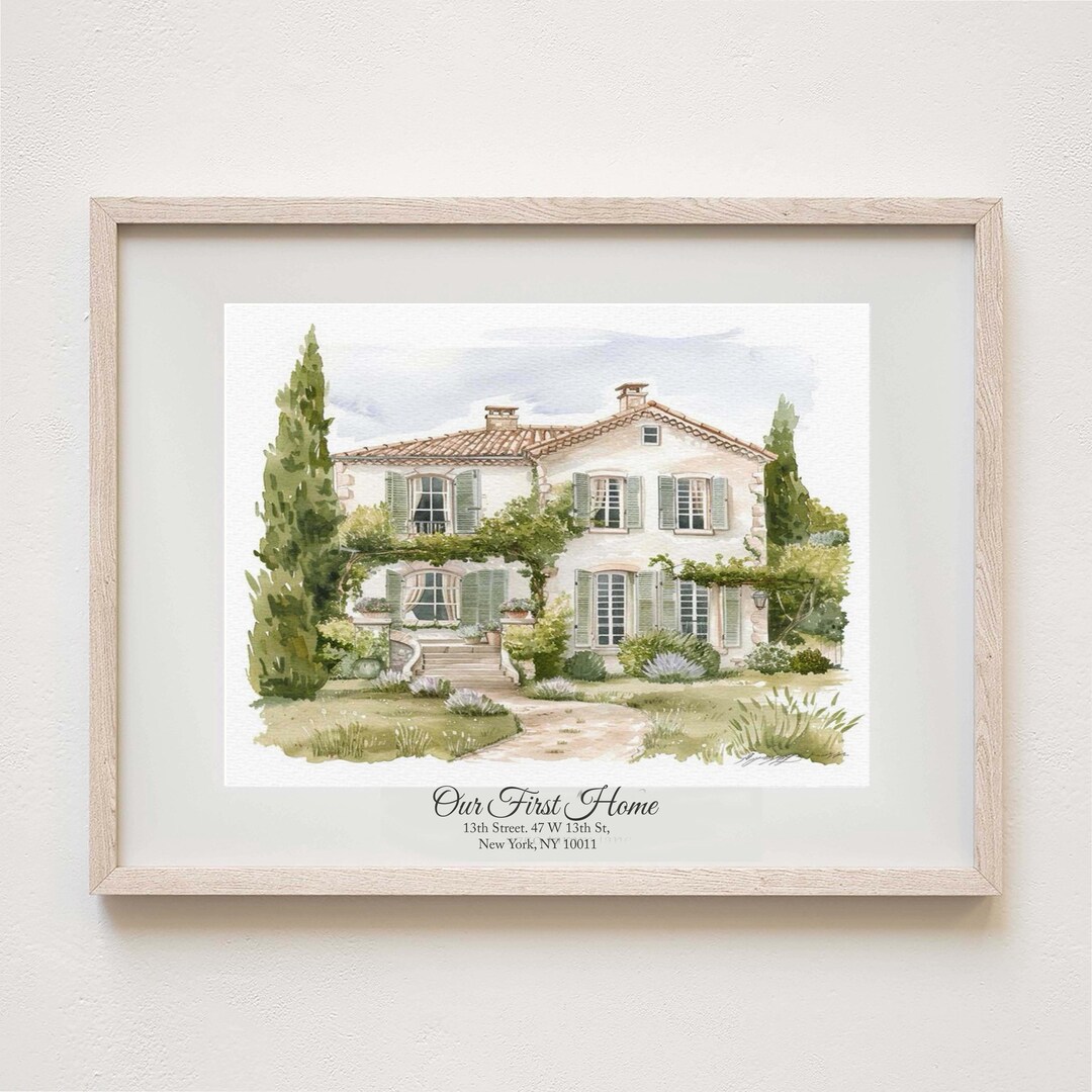 Home Portrait, House Painting, Water Color Gift, Our First Home Sign ...