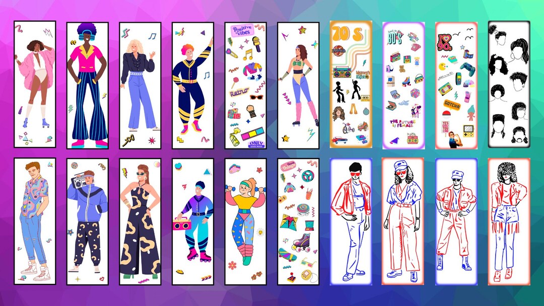 Retro 80s 90s Bookmarks: Printable Digital Download - Etsy