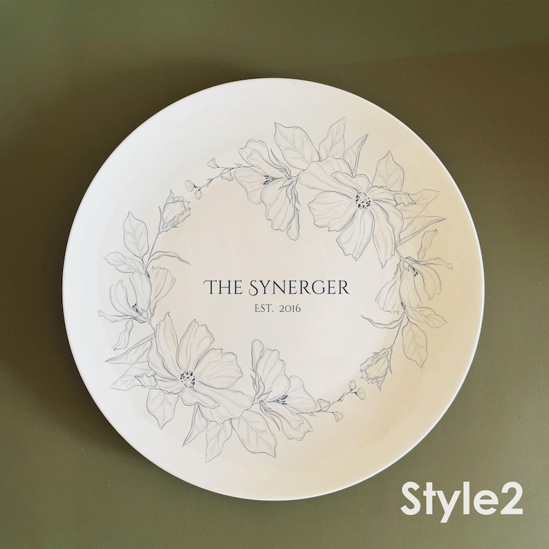 Personalized Ceramic Plate: Flower Wreath, Wedding, Anniversary ...