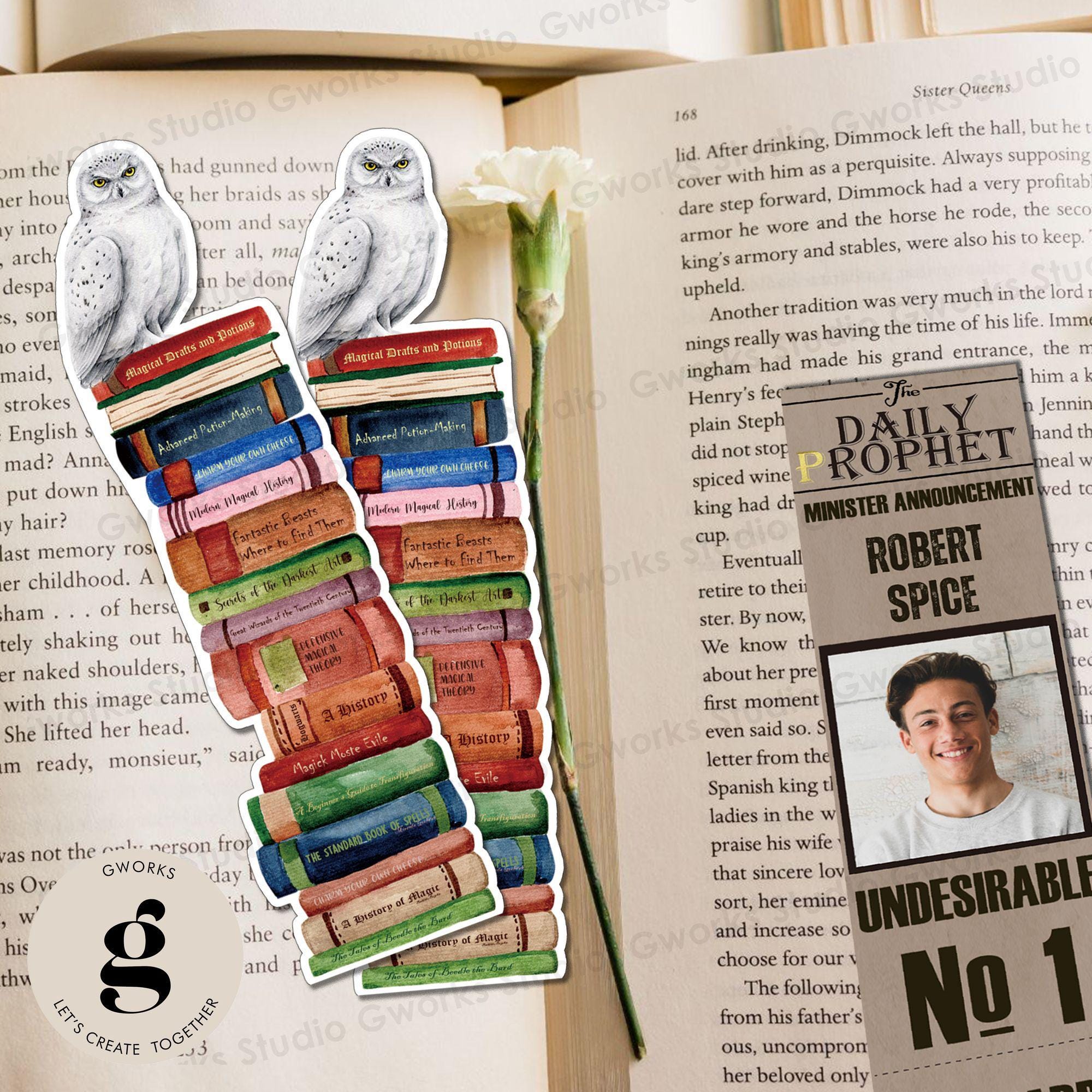 Wizard Bookmarks Bundle Potterhead Gift Hedwig and Magic School Library ...