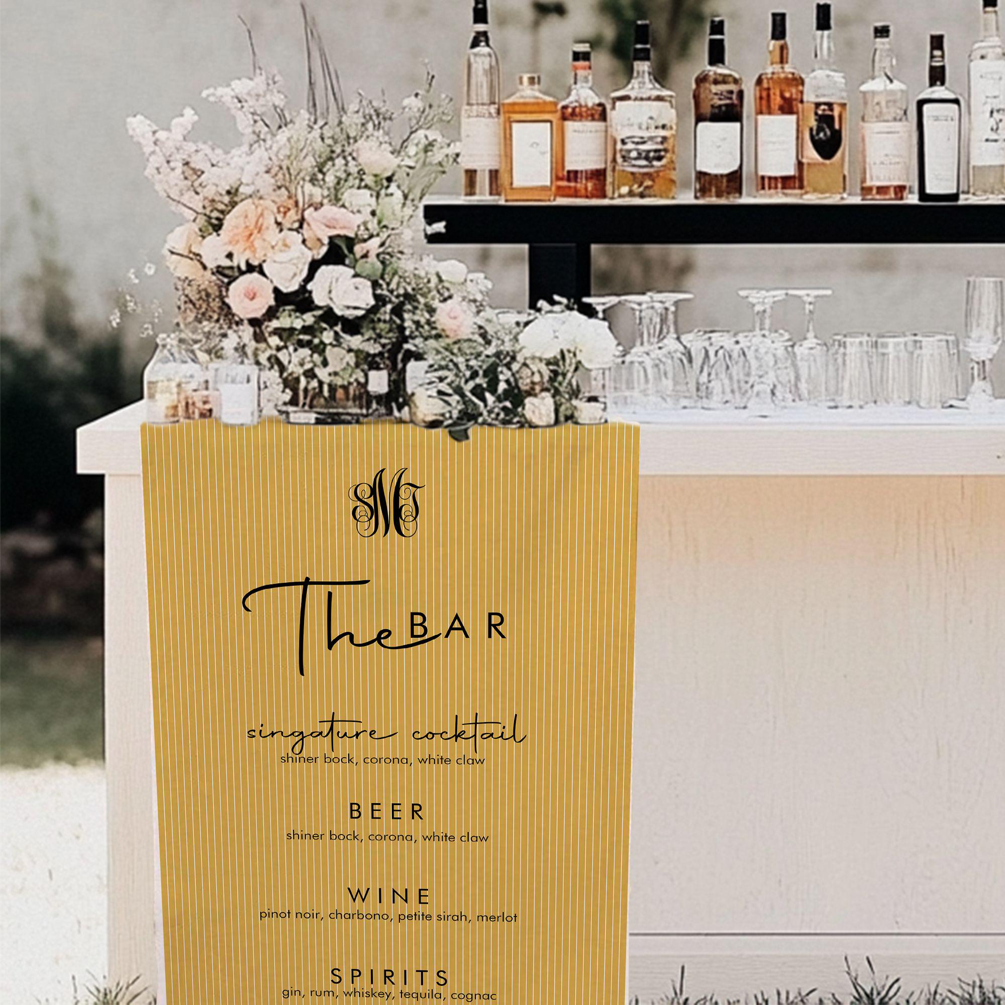 Personalized Linen Bar Sign, Modern Wedding Décor, Signature Cocktail ...