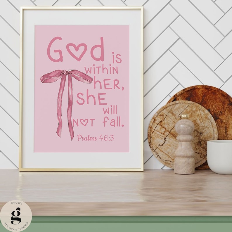 Preppy Pink Room Decor Bible Verse Wall Art Printable Dorm Wall Art ...