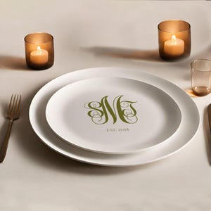 Custom Monogram Ceramic Dinnerware – Personalized Housewarming Home ...