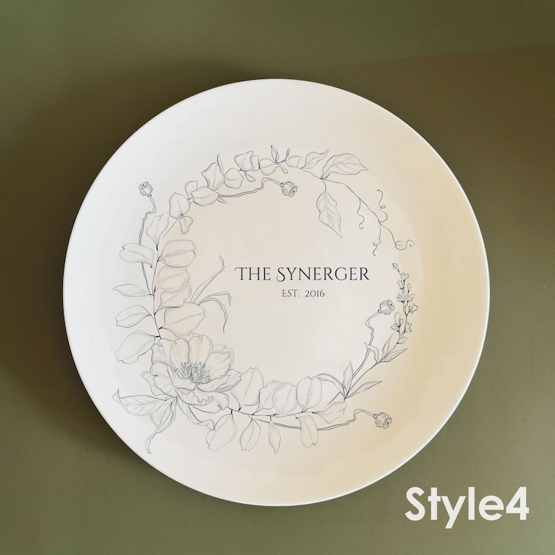 Personalized Ceramic Plate: Flower Wreath, Wedding, Anniversary ...