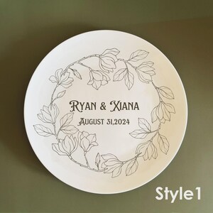 Personalized Ceramic Plate: Flower Wreath, Wedding, Anniversary ...