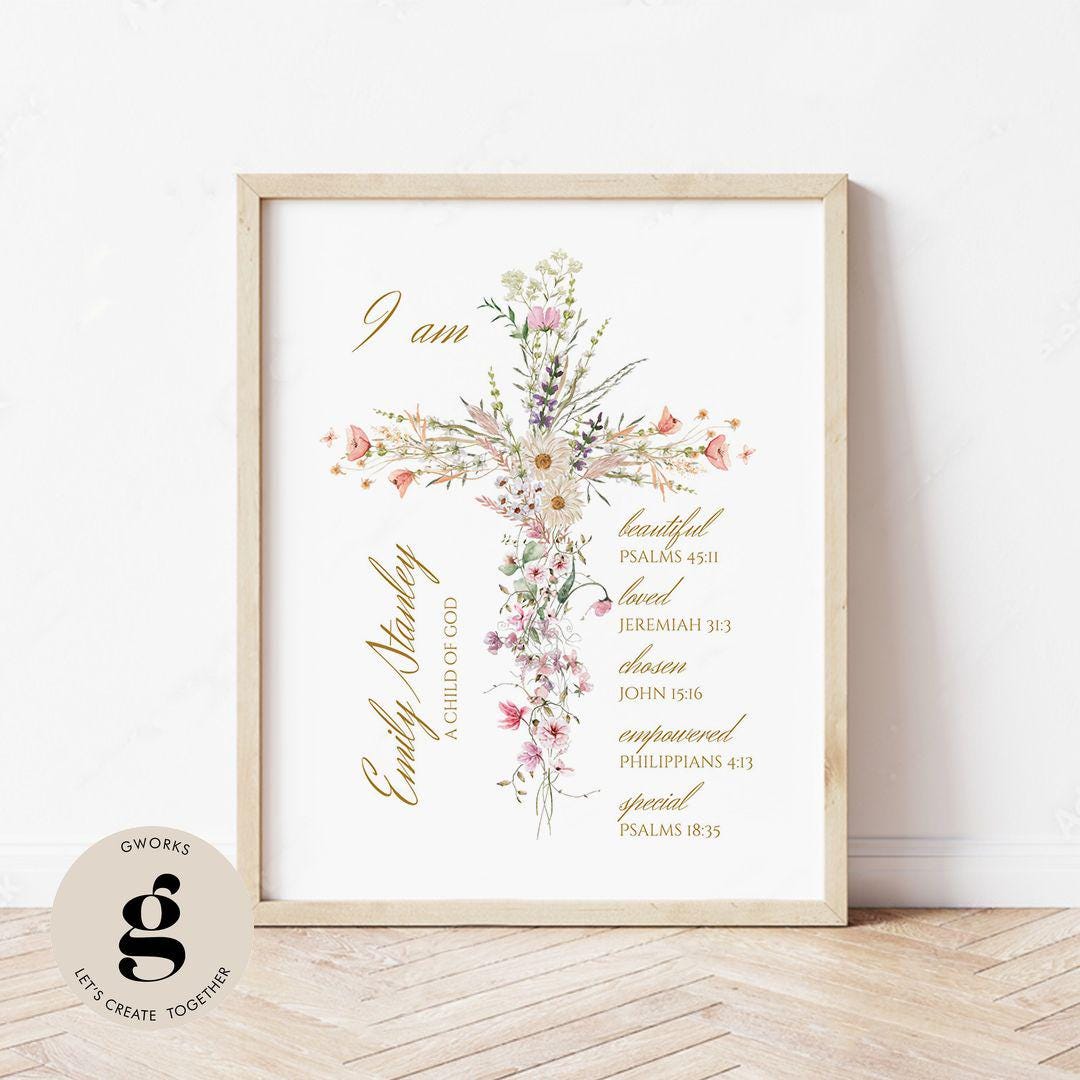 Baptism Personalized Gift Baby Girl Nursery Décor PRINTABLE Godchild ...