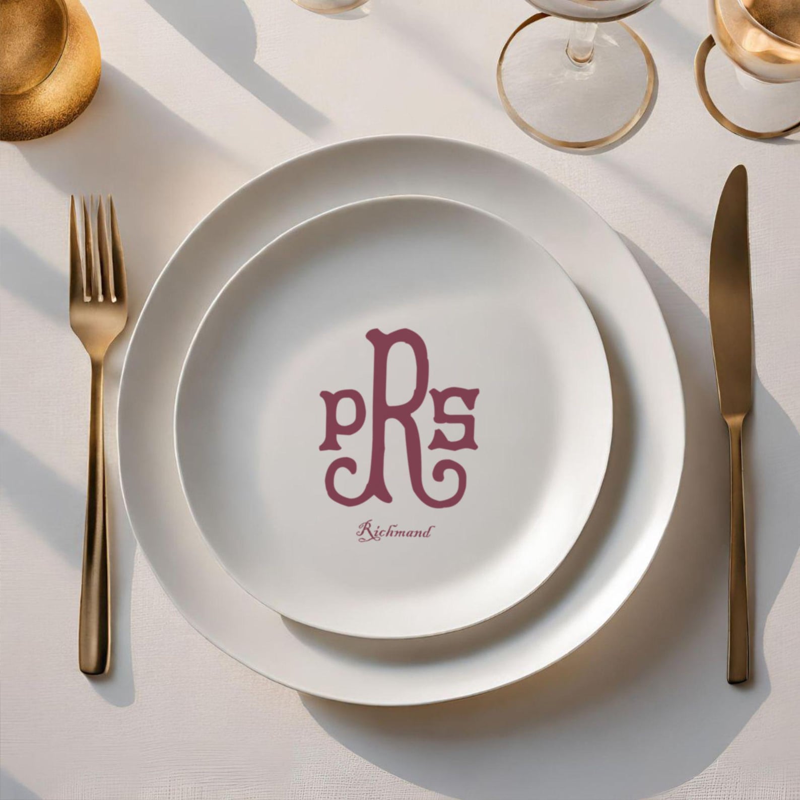 Custom Monogram Ceramic Dinnerware – Personalized Housewarming Home ...