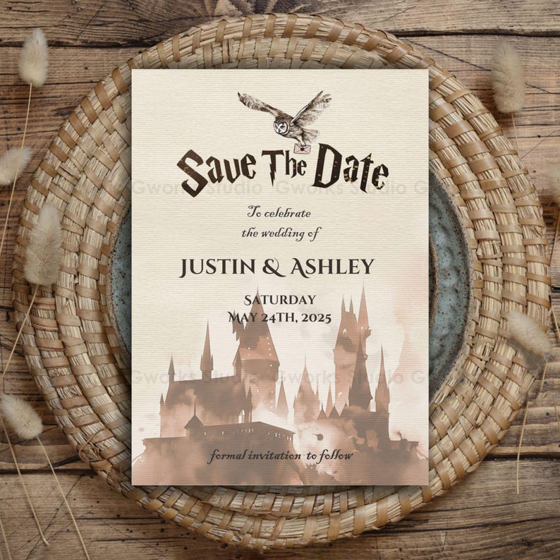 Wizard Save the Date Template – Editable Magic School Wedding Invite ...