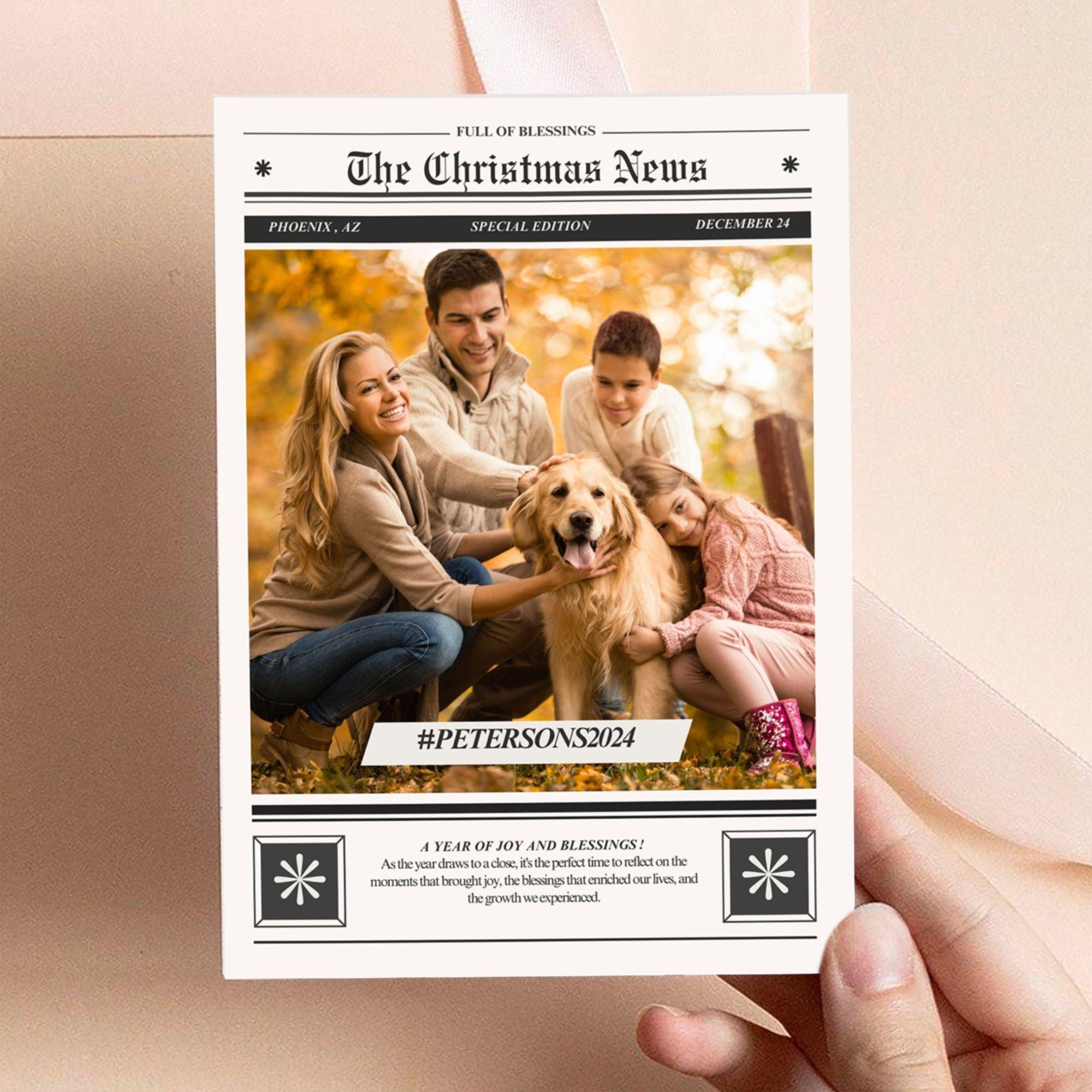 Holiday Newspaper Editable Photo Collage Template Year in Review ...