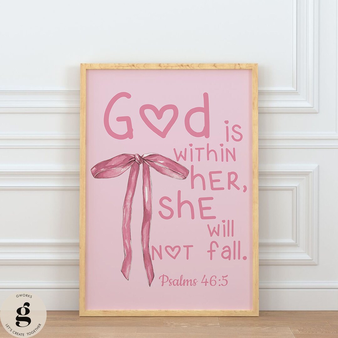 Preppy Pink Room Decor Bible Verse Wall Art Printable Dorm Wall Art ...