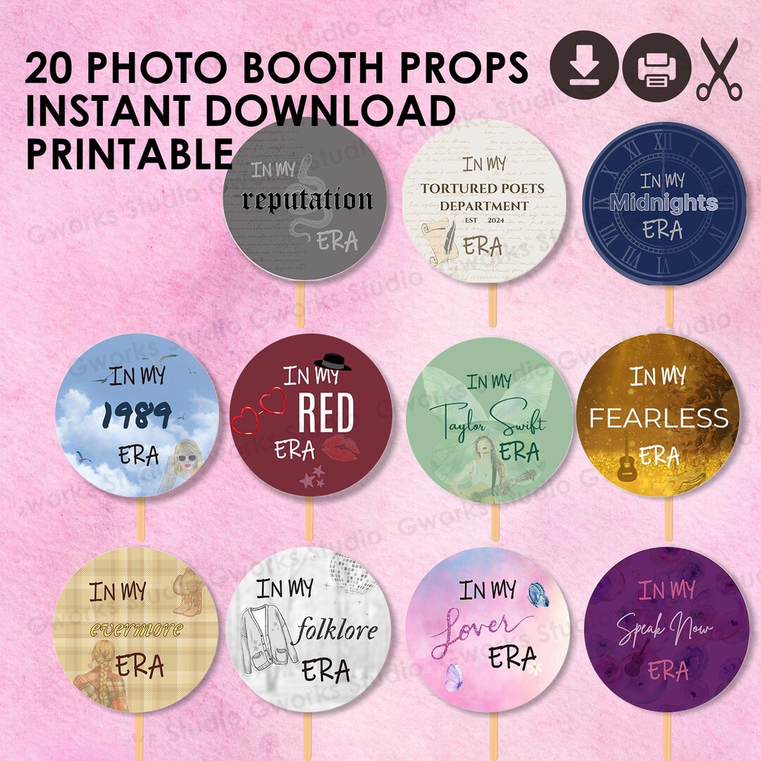 Printable Swiftie Party Photo Booth Party Props Taylor Theme Eras Party ...