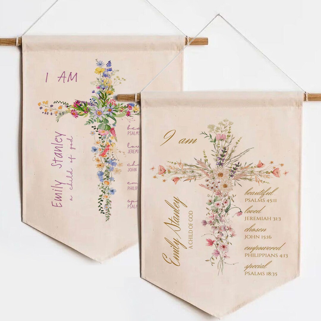 Personalized Floral Baptism Banner Godchild Nursery Wall Art Welcome ...