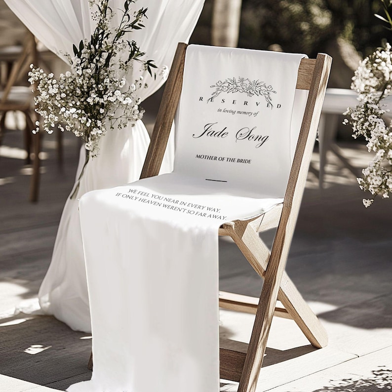 In-loving Memory Custom Linen Chair Sign – Modern Wedding Reserved ...