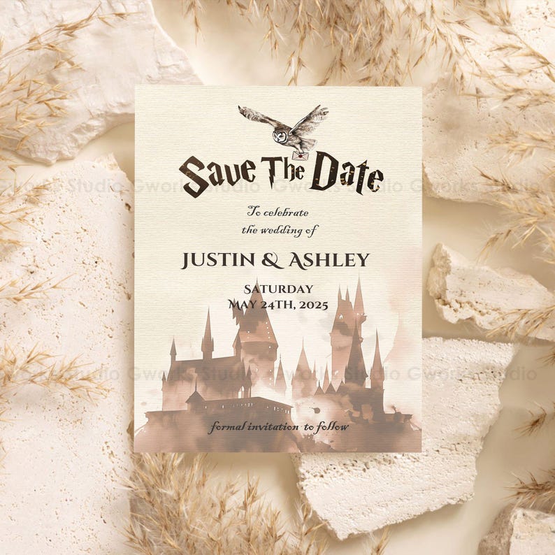 Wizard Save the Date Template – Editable Magic School Wedding Invite ...