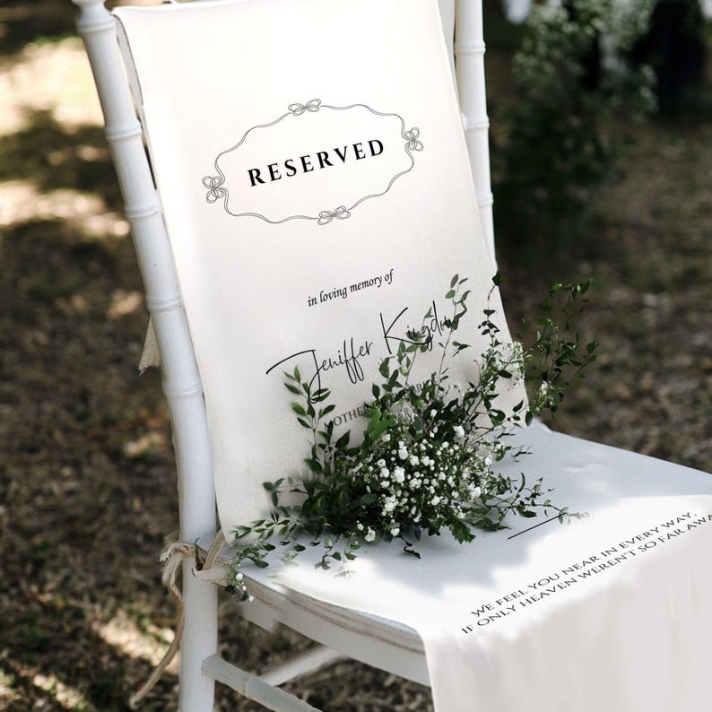 In-loving Memory Custom Linen Chair Sign – Modern Wedding Reserved ...