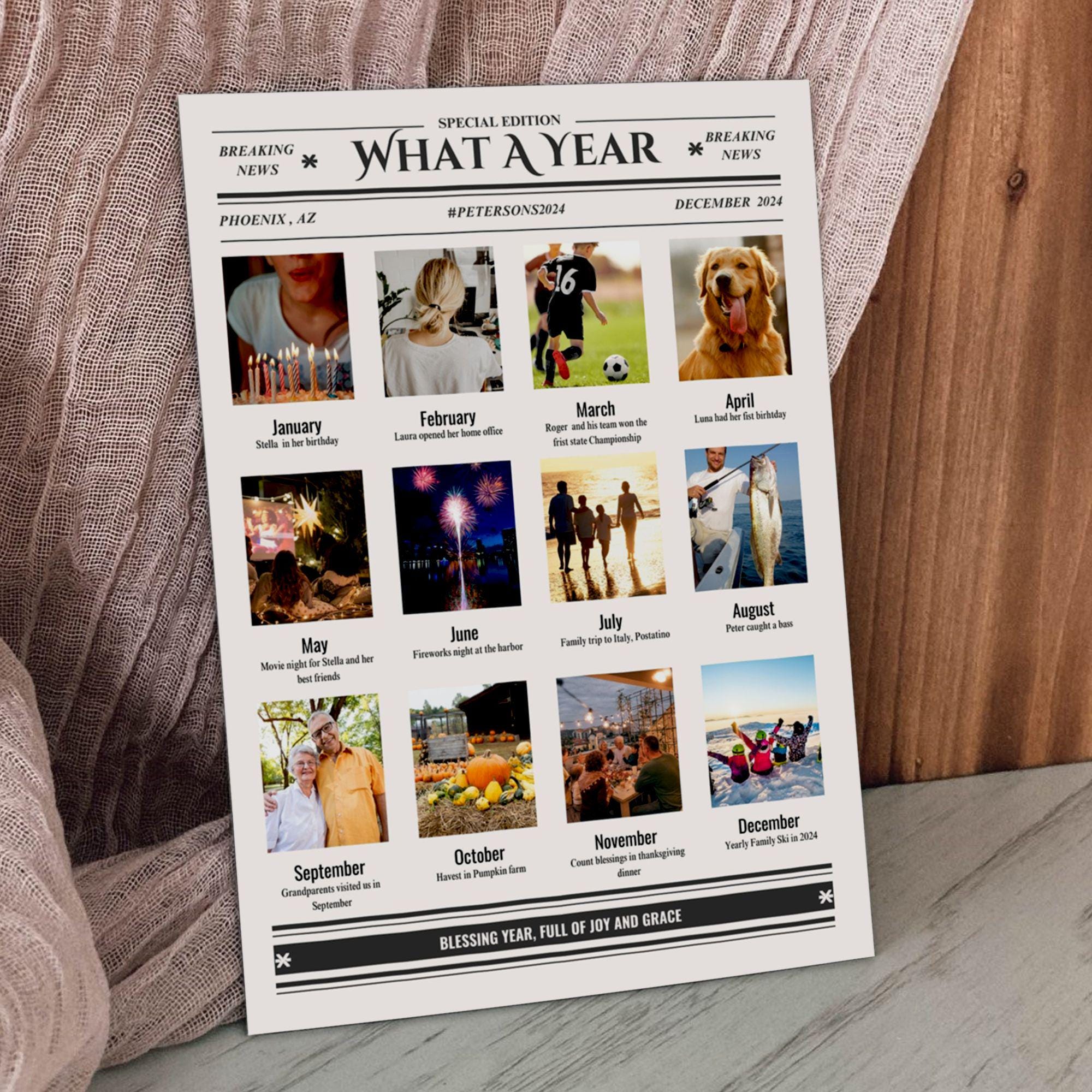 Holiday Newspaper Editable Photo Collage Template Year in Review ...