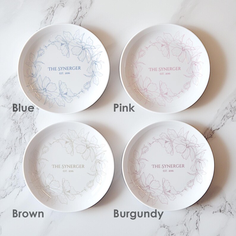 Personalized Ceramic Plate: Flower Wreath, Wedding, Anniversary ...