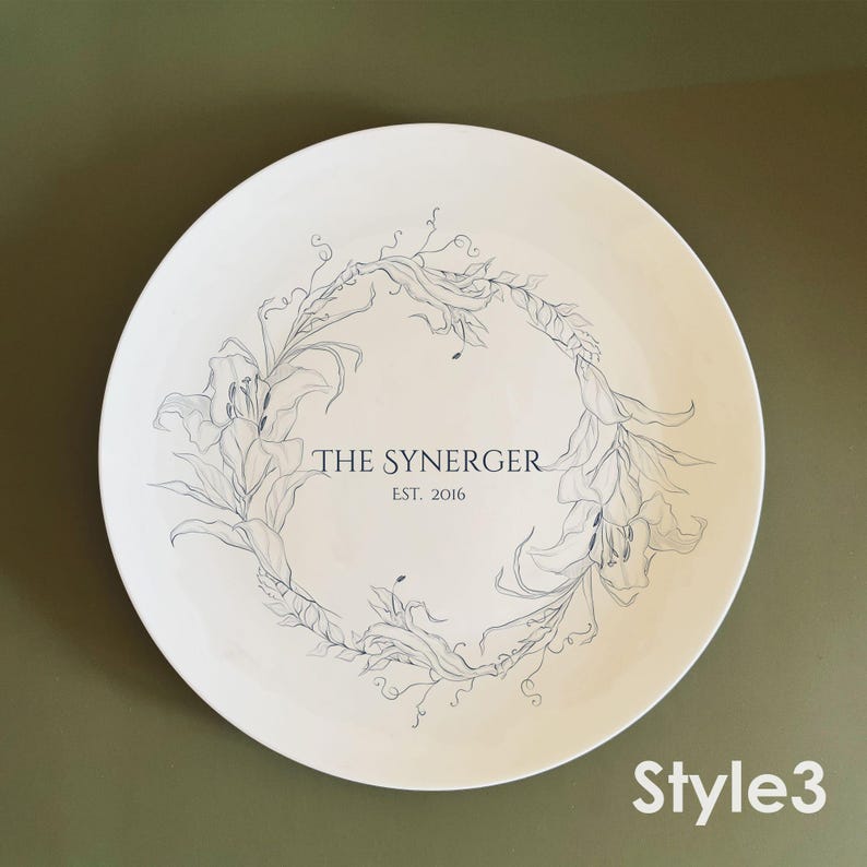 Personalized Ceramic Plate: Flower Wreath, Wedding, Anniversary ...